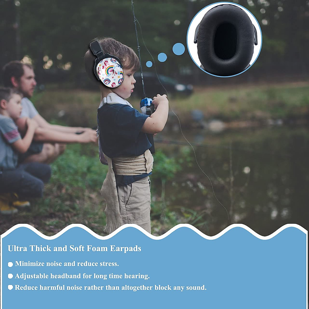 PROTEAR Kids Ear Protection Safety Ear Muffs, NRR 25dB Noise Reduction Children Earmuffs, Hearing Protectors for Sleeping, Studying, Airplane, Concerts, Fireworks - Unicorn with Black Band