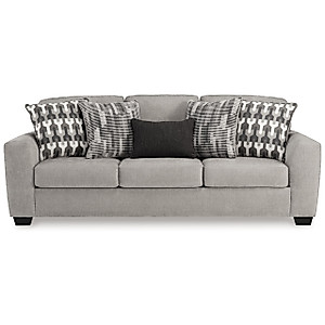 Signature Design by Ashley Avenal Park Casual Sofa with 5 Toss Pillows, Light Gray