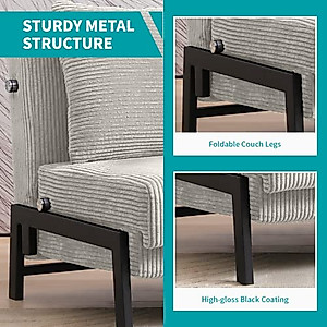 BALUS Sofa Bed, 2 in 1 Multi Function Folding Chair Sleeper Bed, Modern Convertible Chair Bed with Adjustable Backrest, Memory Foam Couch Bed Guest Bed for Small Room Apartment, Beige