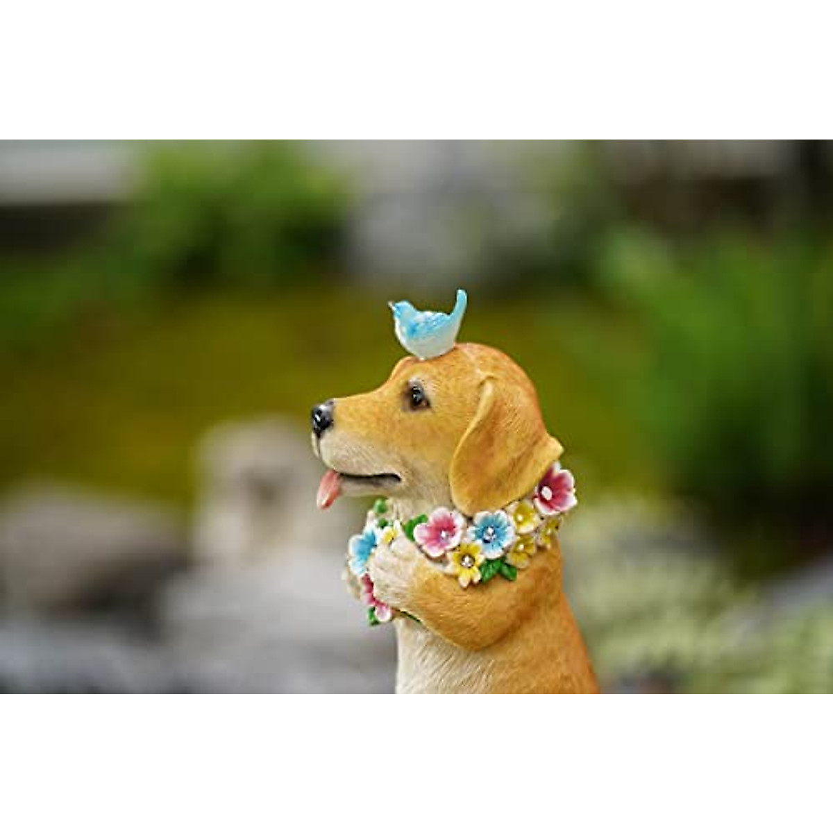 Pohabery Dog Garden Statue Dog Statue Solar Dog and Butterfly LED Lights Figurine Outdoor Decoration for Patio Yard Lawn