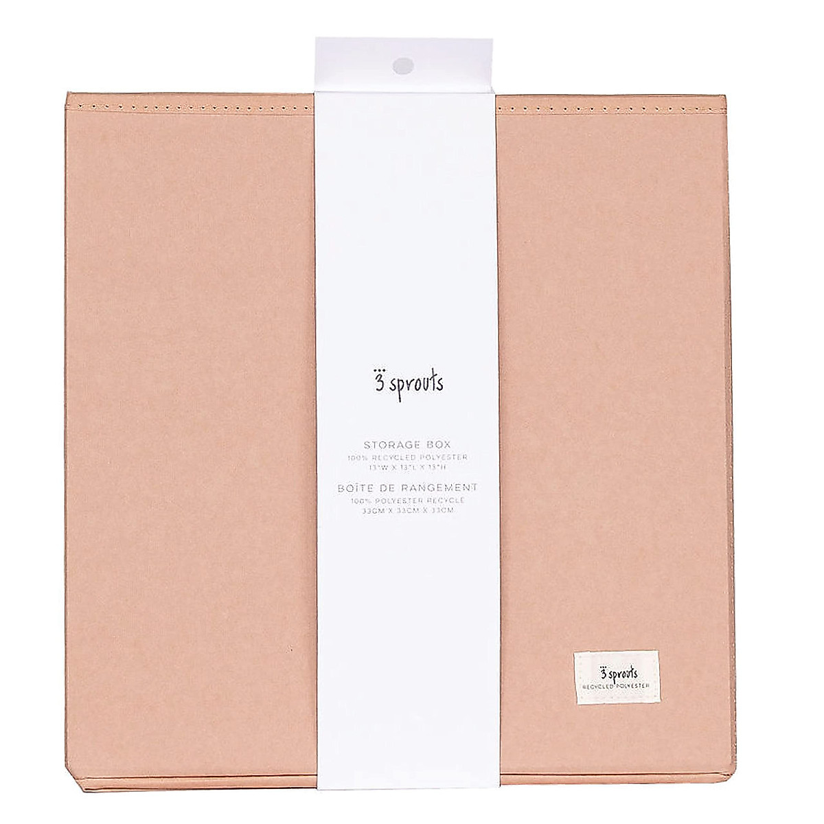 3 Sprouts Recycled Fabric Cube Storage Bin - 13 Inch Collapsible Organizer for Cube Shelving Systems, Kids Cubby Bins - Clay