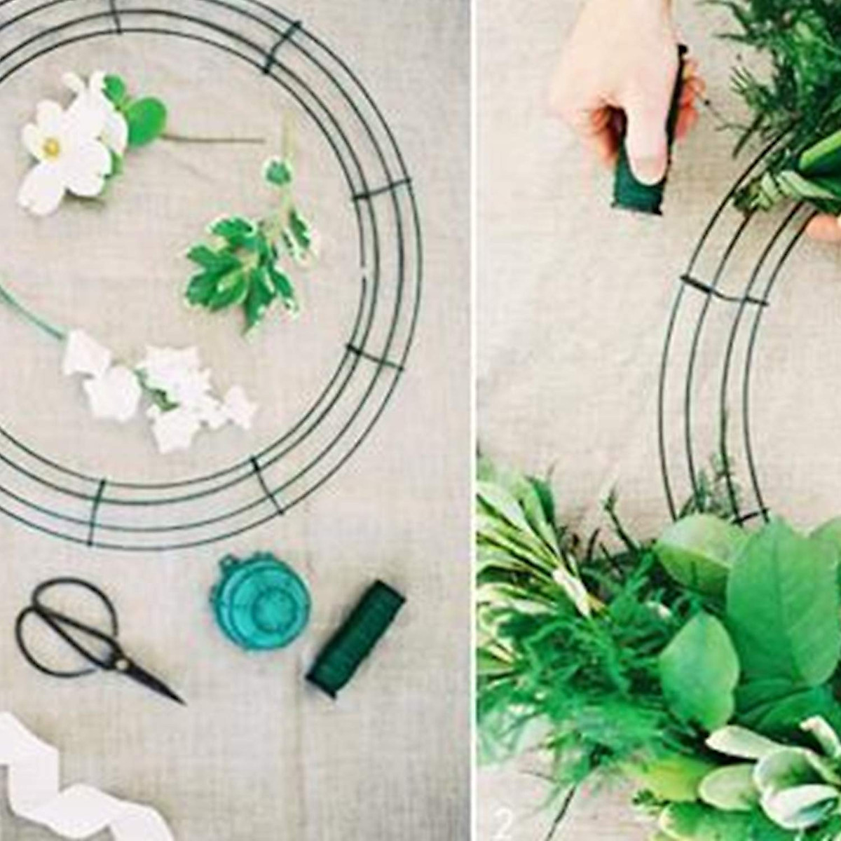 Poolan 3 Pack Dark Green Christmas Wire Wreath Frame 14 Inch Round DIY Craft Decoration Wire Wreath for Christmas Wedding Holidays Valentines Garden Home Party Decorations