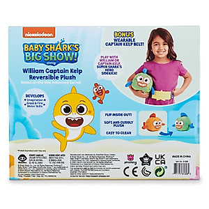 WowWee Baby Shark's Big Show! Reversible William Plush Flips Into Captain Kelp – Stuffed Animal Fish – Cute Plushies for Kids