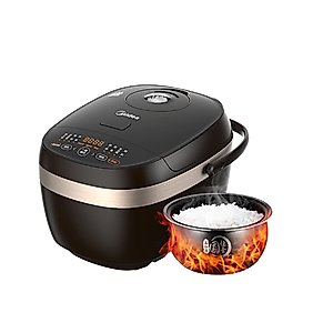 Midea Micom Rice Cooker 10 cups, 5L, 10-in-1 Multi-Functional Cooker, 20 cups Cooked Rice, Brown Rice, Soup, Oatmeal, Slow Cook, MB-FB50E205W