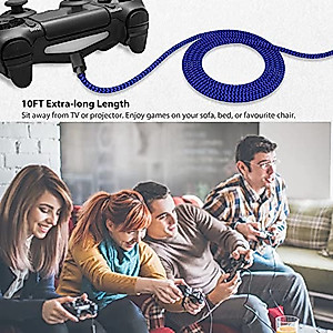 2Pcs 10ft Micro USB 2.0 High Speed Data Charging Cable for PS4 Slim/Pro PlayStation4 US Shipping