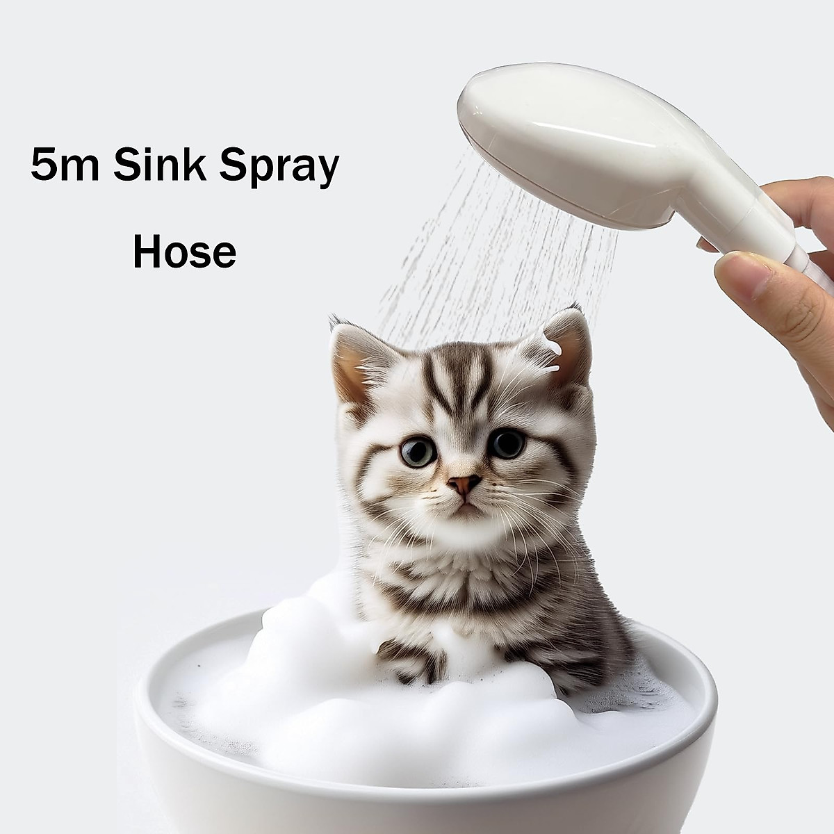 16.4FT Sink Spray Hose,Portable Sink Hose Faucet Sprayer, Shampoo Sprayer Handheld Hose Faucet Shower Head Spray for Bathing Baby,Pets,Washing Hair,Rinsing Vegetables