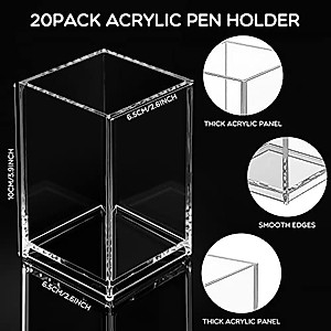 20 Pieces Acrylic Pencil Holder Clear Makeup Brush Holder Pen Holder for Desk Pencil Cup Acrylic Desk Accessories Desktop Stationery Organizer for Office School Home Supplies