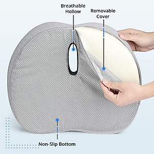 Homaisson Seat Cushion, Memory Foam Office Chair Cushions, Seat Pillow for Tailbone/Back/Sciatica Pain Relief, Non-Slip Desk Chair Cushion