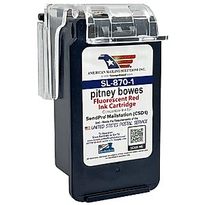 AMERICAN MAILING SOLUTIONS INC. | 1-Pack | PB SL-870-1 Red Ink Cartridge Replacement for The PB SendPro Mailstation Series Postage Meter (CSD1) Machine, 8ml