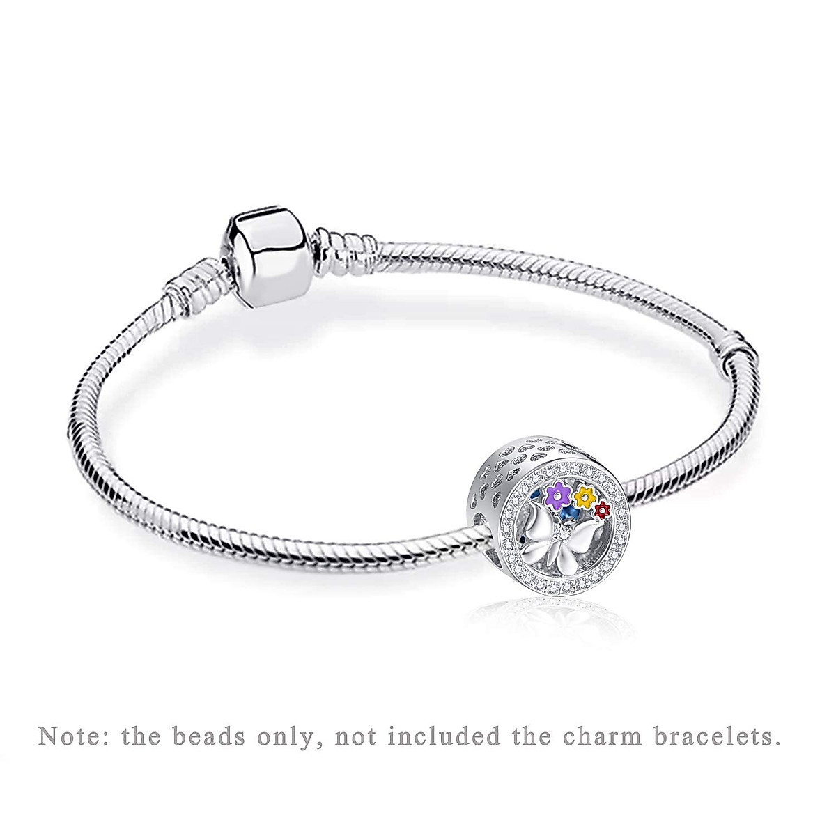 KINGWHYTE Buttefly Charm Beads S925 Sterling Silver Butterfly Beads Diy Pendant Charm Beads Jewelry Gifts for Women