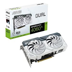 ASUS Dual GeForce RTX™ 4060 Ti White Edition 8GB GDDR6 (PCIe 4.0, 8GB GDDR6, DLSS 3, HDMI 2.1, DisplayPort 1.4a, Axial-tech Fan Design, 0dB Technology, and More)