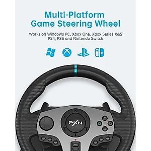 PXN V9 Gaming Racing Wheel with Pedals and Shifter, 270/900 Degree Steering Wheel for PC, Xbox One, Xbox Series X/S, PS4, PS3 and Switch