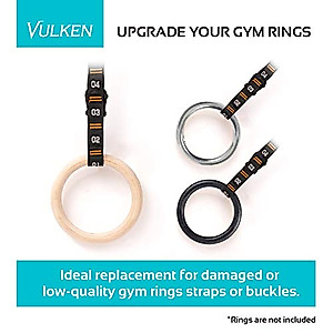 Vulken Adjustable Numbered Straps for Gymnastic Rings Carabiners Quick Hook System Easy to Set Up One Pair Strap Only