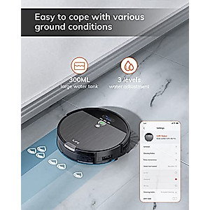 ILIFE Robot Vacuum and Mop Combo - 2000Pa Strong Suction Robotic Vacuum Cleaner with LCD Display - 750ML Dustbin Smart App Automatic Vacuum Cleaner Robot for Carpet Hardwood Floors Pet Hair (V8s Pro)