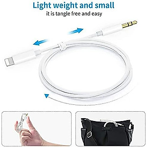 [Apple MFi Certified] Mixfly iPhone AUX Cord for Car Stereo, Lightning to 3.5mm AUX Audio Cable Compatible for iPhone 14/13/12/11/XS/X, Home Stereo/Headphone, Support All iOS Version - 3.3ft (White)