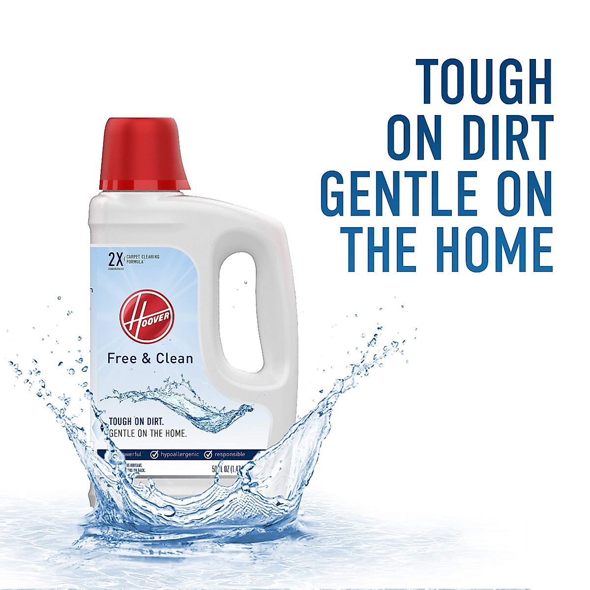 Hoover Free Deep Cleaning Carpet Shampoo, Concentrated Machine Cleaner Solution, 50oz Hypoallergenic Formula, AH30952, White, 50 Fl Oz (Pack of 1)