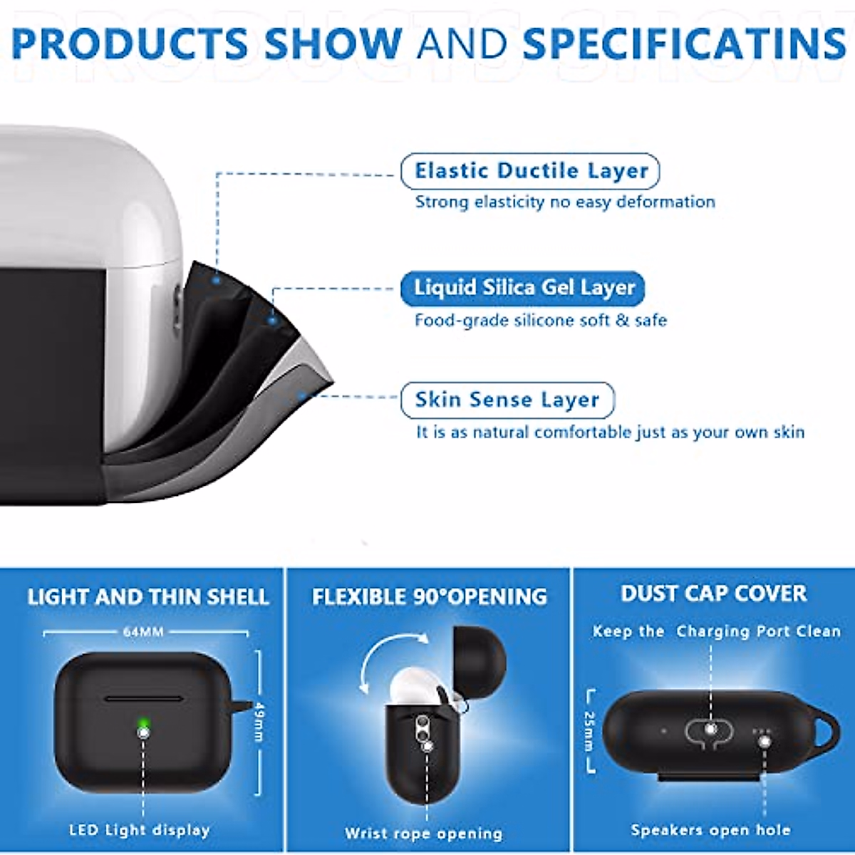 Polislime Airpods Pro 2nd Generation Case,16 in 1 Airpod pro 2nd Accessories Set Kit, Anti-Lost Straps/Watch Band Holder/Ear Hooks/Storage Box/Ear Tips/Wrist Lanyard/Keychain for Airpods Pro 2nd Case