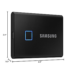 SAMSUNG T7 Touch Portable SSD 2TB,up to 1050MB/s, USB 3.2 External Solid State Drive, Black (MU-PC2T0K/WW)