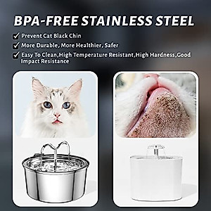 DOOOB Cat Water Fountain, 3.2L/108OZ Stainless Steel Pet Water Dispenser Automatic Metal Dog Drinking Bowl with 3 Replacement Filters Ultra-Quiet Pump and Waterproof Food Mats