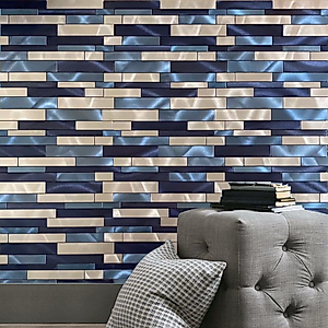 Weimeisc 10 Sheets Peel and Stick Backsplash Tile for Kitchen, Self-Adhesive Mosaic Tile, Stick on Bathroom Vanities，Fireplace Décor, Laundry Table(11.25" X 12.7") (Blue Series)