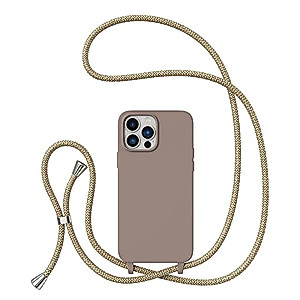 ZTOFERA Crossbody Case for iPhone13 Pro,iPhone13 Pro with Lanyard Strap Protective Case Adjustable Neck Rope Liquid Silicone Soft Cover for iPhone13 Pro 6.1 Inch,Brown