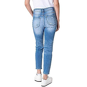 Kancan Women's High Rise Distressed Mom Jeans - KC9198L (Medium Wash, 13/30)