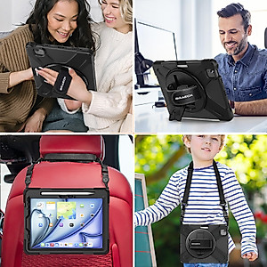 BRAECN for iPad Air 11 Inch 6th Generation Case M2 2024,iPad Air 5th Gen/iPad Air 4th Gen 10.9 Inch,Shockproof Durable Silicone Case with 360 Rotating Hand Strap&Kickstand for iPad Air 11'' Case-Black