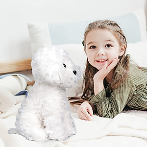 WEIGEDU White Toy Poodle Stuffed Animal - Bichon Frise/Maltese/White Labradoodle Plush Toy for Kids and Babies - Perfect Birthday & Easter Gift, 12.6"