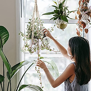 YCDC 2 Pack Macrame Plant Hanger Indoor Outdoor Hanging Planter Natural Manual Knitted Cotton Macrame Cord Plant Hanger with Ring for Home Decor Ceiling Wall Planters Hanging, 20 Inch