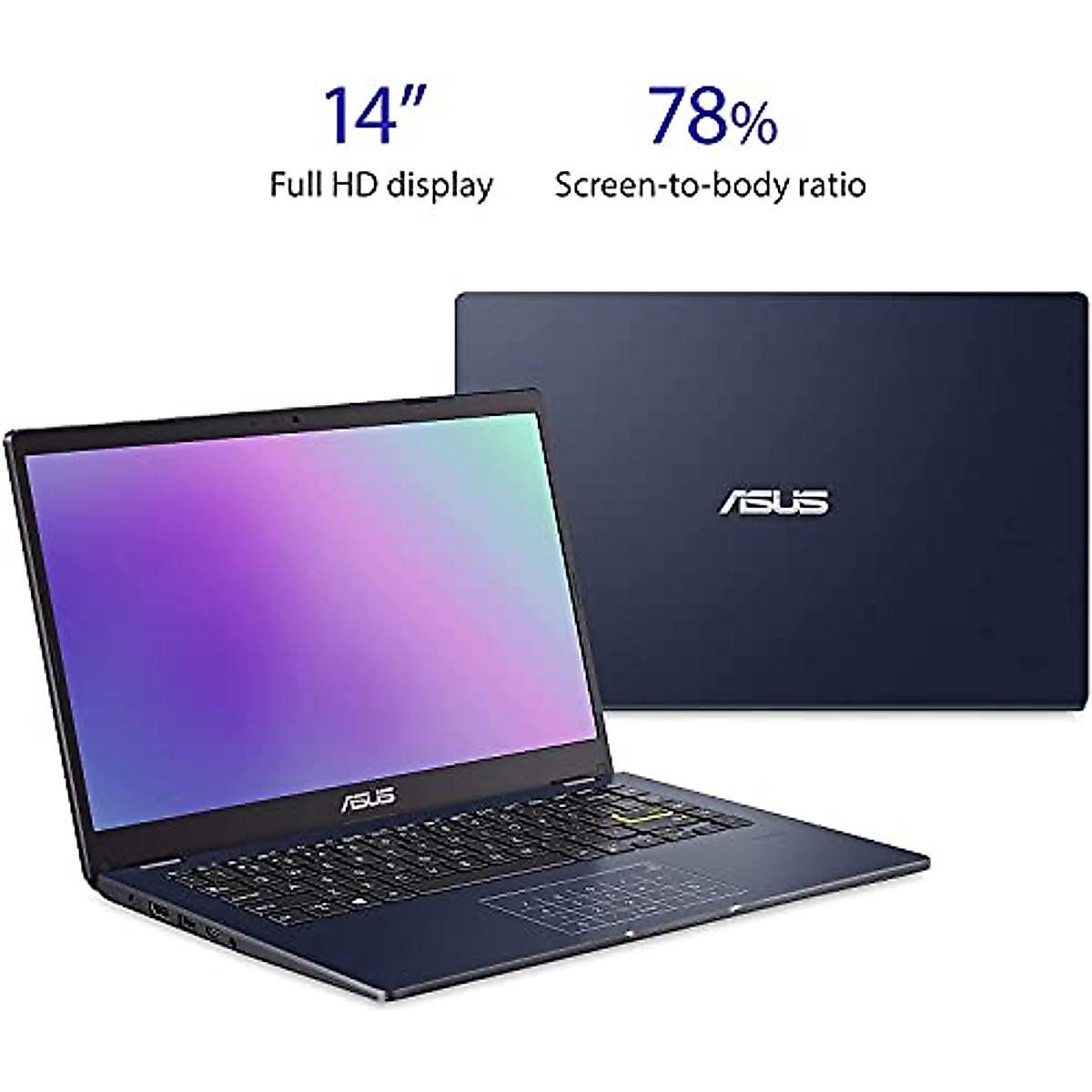 ASUS 2022 L410 Thin Light Student Laptop Computer, 14" FHD Display, Intel Celeron Processor, 4GB RAM, 512 GB Storage, 12Hours Battery, Backlit Keyboard, Windows 10 + 1 Year Microsoft 365, Star Black