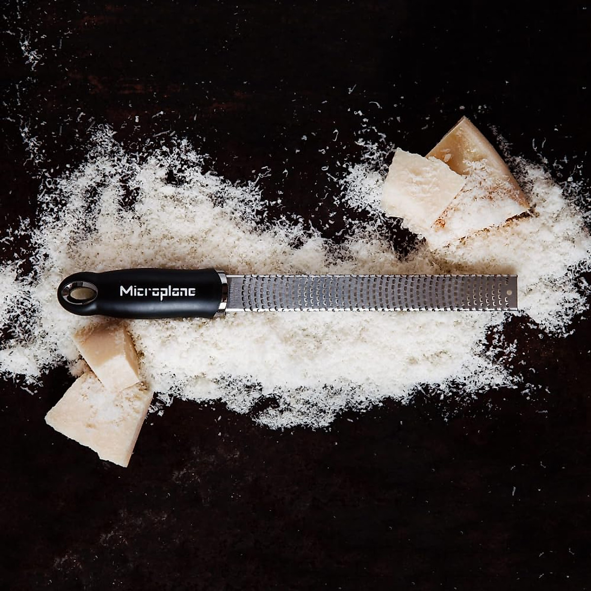 Microplane Premium Classic Series Zester Grater, 18/8, Black - Lemon Zester & Cheese Grater & Vegetable Grater - Citrus, Parmesan Cheese, Garlic, Ginger, Nutmeg, Chocolate - Stainless Steel Grater