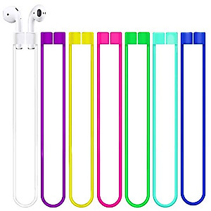 ABCOOL Compatible with Anti-Lost Straps Accessory AirPods 1 2 Pro - 7 PCS Colorful Assorted Strings, Soft Sport Tether Lanyard, Running Silicone Wire Cable Connector, Silica Gel Neck Rope Cord