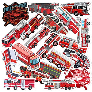 GOLEEX 20 Pack Pcs Waterproof Vinyl Fire Truck Department Sticker Items Fireman Firefighter Decal Stickers Bulk for Adults Men Women Labels Scrapbooking Souvenir Birthday Gifts