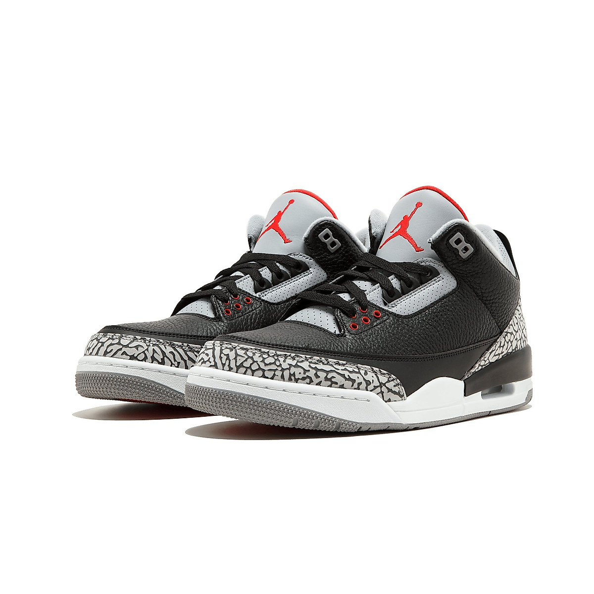 Nike Jordan Men's Air 3 Retro OG Black/Cement, Black/Fire Red/Cement Grey, 12