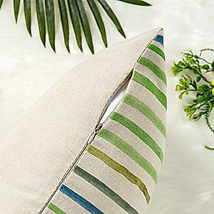 UINI Set of 2 Striped Throw Pillow Covers, 20×20 Outdoor Spring Summer Pillow Covers, Farmhouse Bohemian Style Decorative Cushion Covers for Furniture Patio Couch Bench Sofa