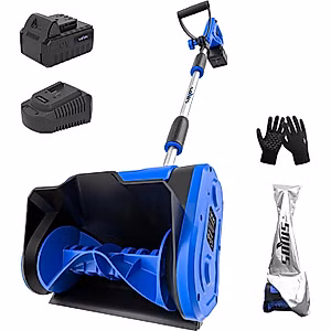 SOYUS Cordless Snow Shovel, 20V 11-Inch Snow Blower Cordless, Electric Snow Shovel with Adjustable Front Handle, Dust Bag, 4.0Ah Battery & Quick Charger Included