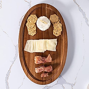 BirdRock Home 16.5" Acacia Oval Serving Platter | Charcuterie Board for Party Appetizers | Cheese Grazing Board | Kitchen Serving Platter | Espresso