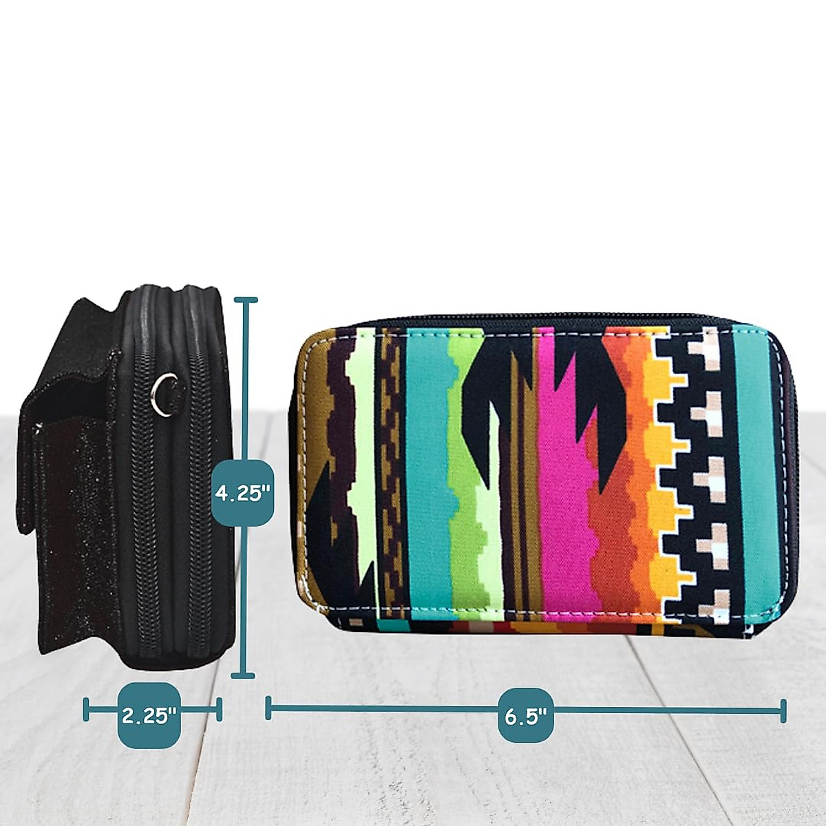 NGIL Canvas All in One Wallet, Wallet, Women Wallet, Wristlet Wallet, Zippered Wallet for Women (Desert Serape-Black)