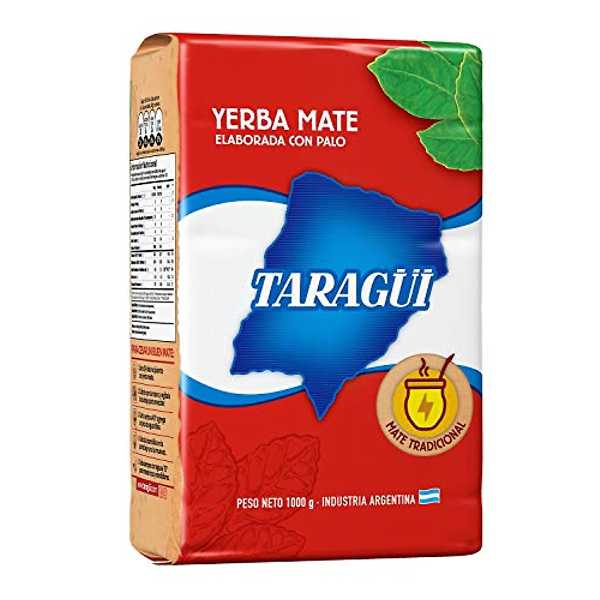 Taragüi Yerba Mate with Stems, 1kg - 2.2 lbs (Red Pack)
