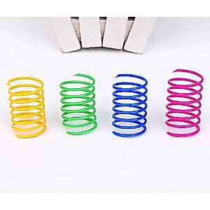 ISMARTEN Cat Spring Toy (60 Pack), Cat Kittens Toys Plastic Coil Spiral Springs for Swatting, Biting, Hunting, and Active Healthy Play (Random Color)