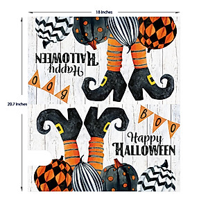 Texupday Happy Halloween Boo Witch Feet Pumpkin Decoration Mailbox Cover with Magnetic Strip Fall Holiday Mailbox Wraps Post Letter Box Cover Standard Size 21" X 18" for Garden Outdoor Yard Decor
