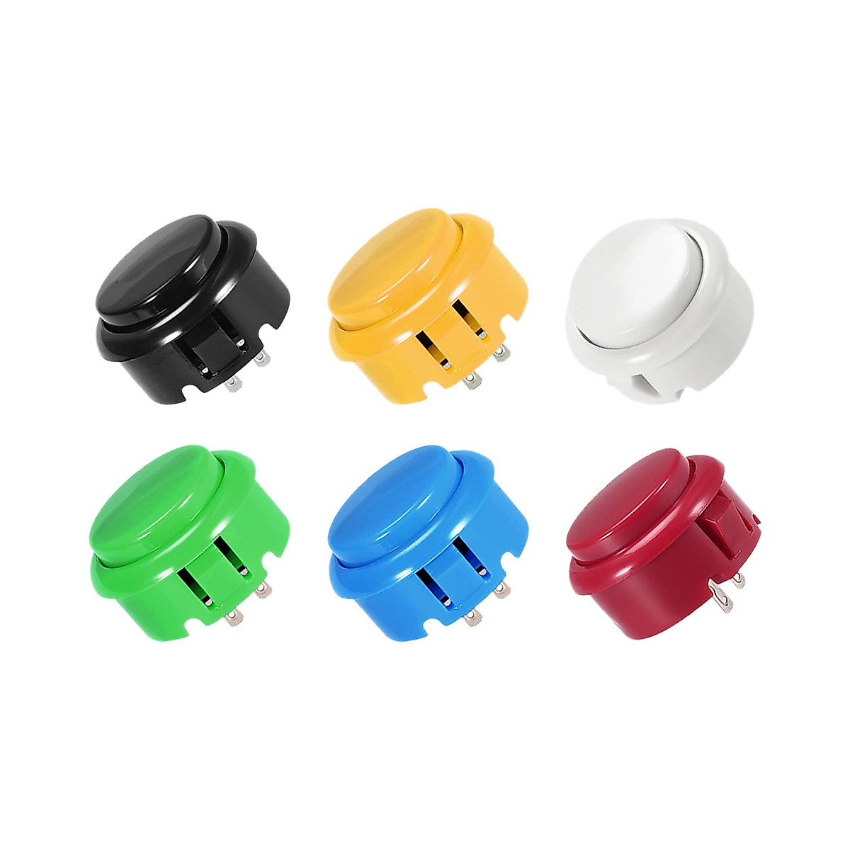 Rebower Momentary Game Push Button Switches Game Button [Arcade Video Games] 30mm Red/Green/Blue/Yellow/Black/White 12