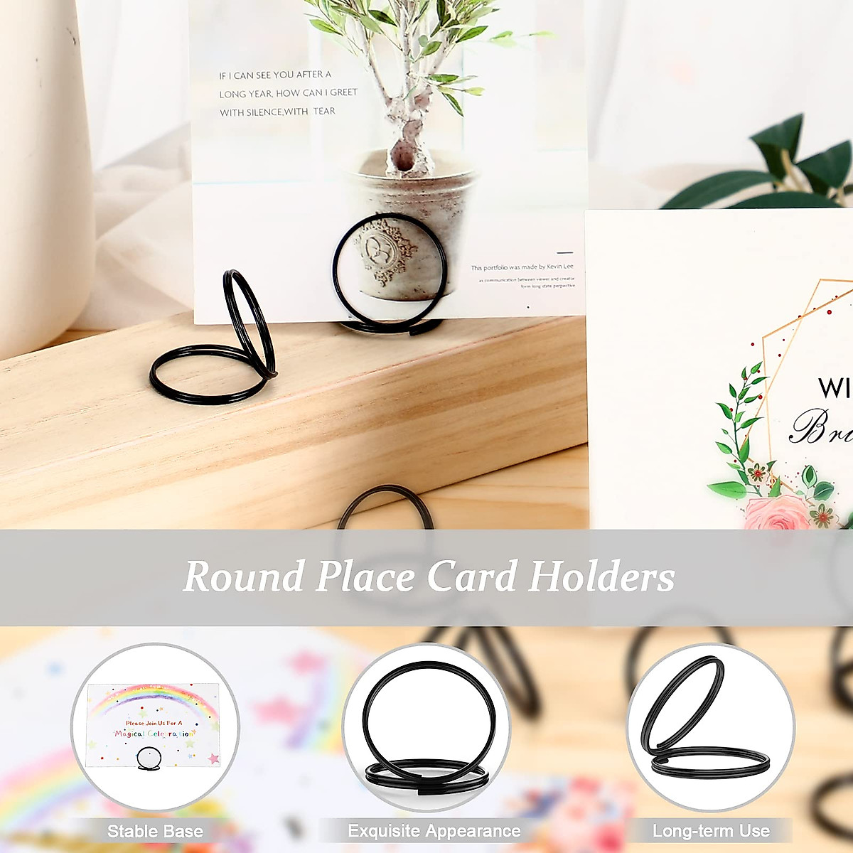 Zhengmy 50 Pcs Table Number Holders Place Card Holder Small Size Table Card Holders Photo Holder for Table Centerpieces Table Number Stands for Wedding Party Graduation(Black)