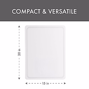 Dexas NSF Polysafe Pastry/Cutting Board with Well, 15 by 20 inches, White