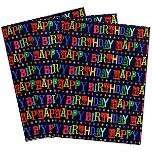 CAMKUZON Birthday Wrapping Paper with Cut Lines for Boys Girls Kids Men Women Baby Shower Party - 3 Large Sheets Rainbow Colored Happy Birthday Gift Wrap - 27 Inch X 39.4 Inch Per Sheet