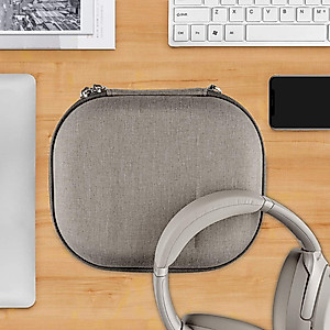 Geekria Shield Headphones Case Compatible with Sony WH-XB910N, WH-XB900N, MDR-1000X, Replacement Hard Shell Travel Carrying Bag with Cable Storage (Light Brown)