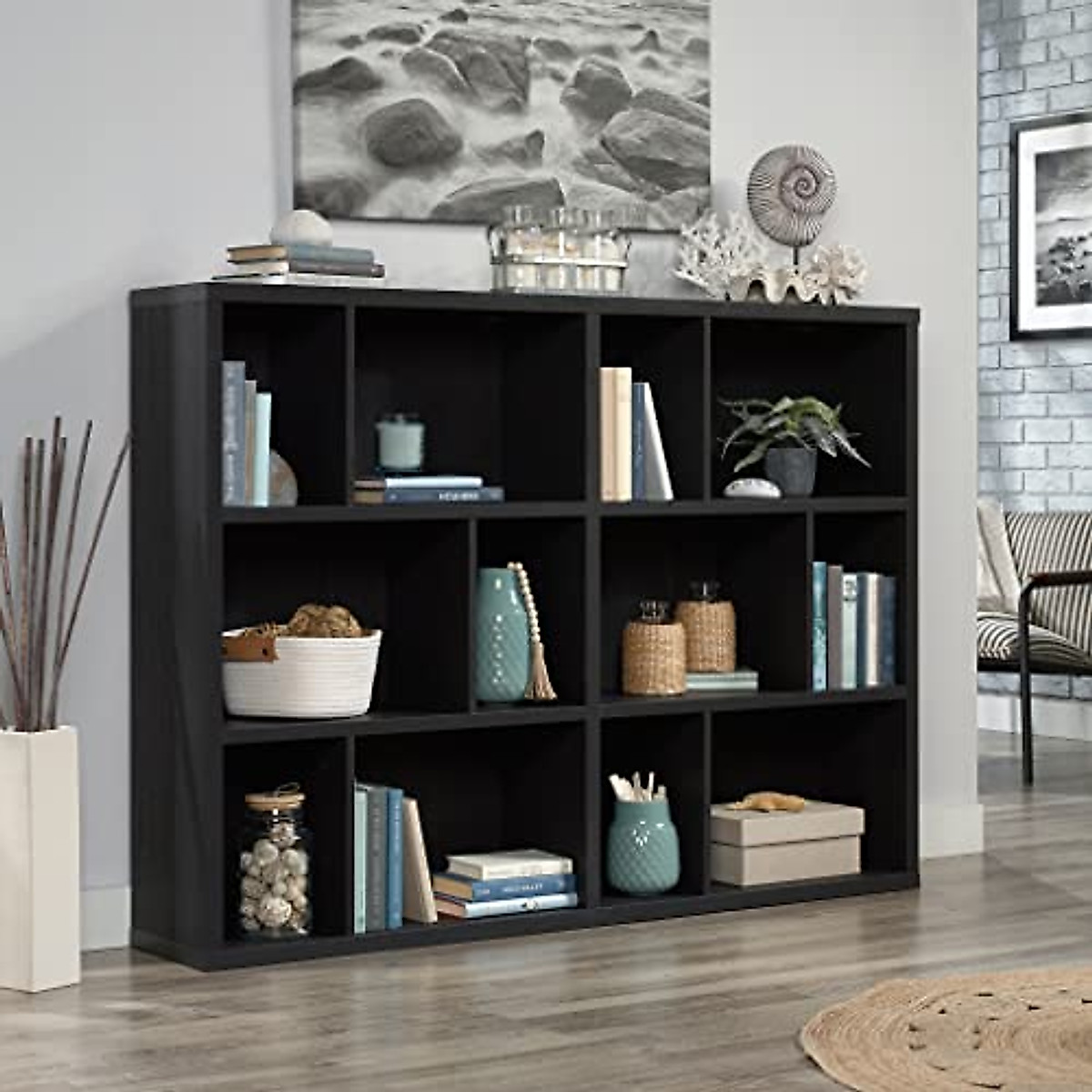 Sauder Horizontal Bookcase, Raven Oak Finish