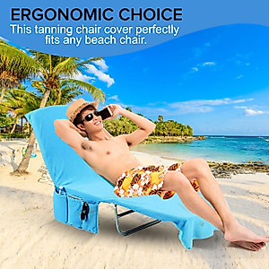 Kovot Beach Chair Towel Cover – Super Absorbent and Soft – Chaise Lounge Chair Towel Cover with Pockets – 84 x 26 Inches Light Blue Quick Drying Tanning Towel Cover – 2 Pack