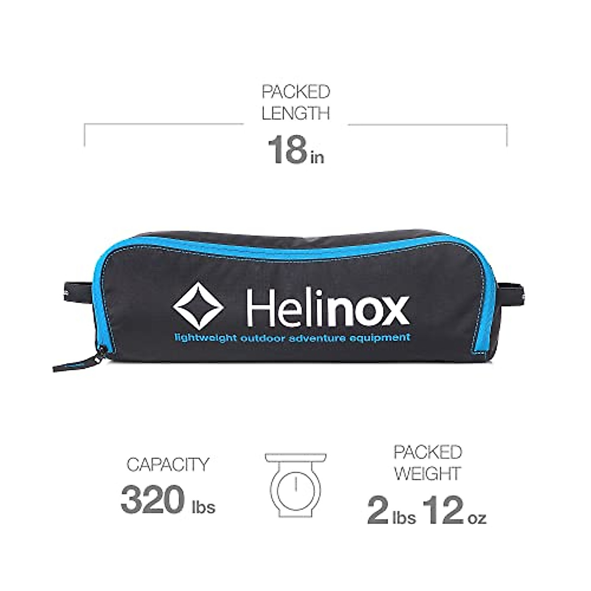 Helinox Chair Two Ultralight, High-Back, Collapsible Camping Chair, Black, with Pockets