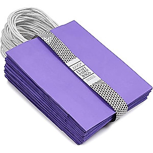 BLUE PANDA Paper Party Gift Bags with Handles (8 x 10 in, Medium Size, Purple, 25-Pack)